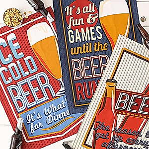 DII Assorted Print Dishtowel Set, 18x28", Retro Beer, 3 Count