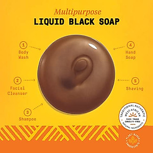 Alaffia Skin Care, Authentic African Black Soap, All in One Liquid Soap, Moisturizing Face Wash, Sensitive Skin Body Wash, Shampoo, Shaving Soap, Shea Butter, Unscented, 16 Fl Oz