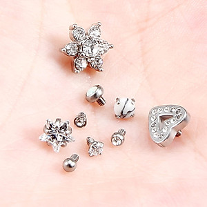 Ocptiy Dermal Piercing Jewelry Kit Dermal Tops 14G G23 Titanium Dermal Anchor Internally Threaded Dermal Replacement Piercing Tops Balls Jewelry Women Men