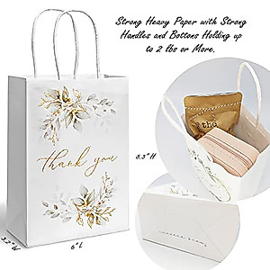 Created Flow Eucalyptus Wedding Thank You Gift Bags Small Size Guests Bridal Shower Bridesmaids Gift Bags Birthday Party Thank You Favors Bag Baby Shower Office Business Thank You Bags Bulk Merchandise White Handles Gold Foil Paper 16 Pack 4 Designs