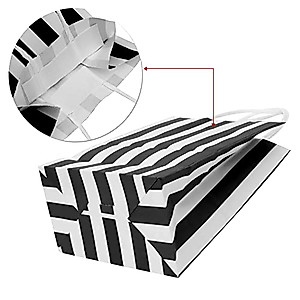 Ronvir 50pcs Black And White Bags 5.25x3.25x8 Inches Small Gift Bags Recycled Paper Bags For Halloween, Christmas, Thanksgiving, Party, Birthday