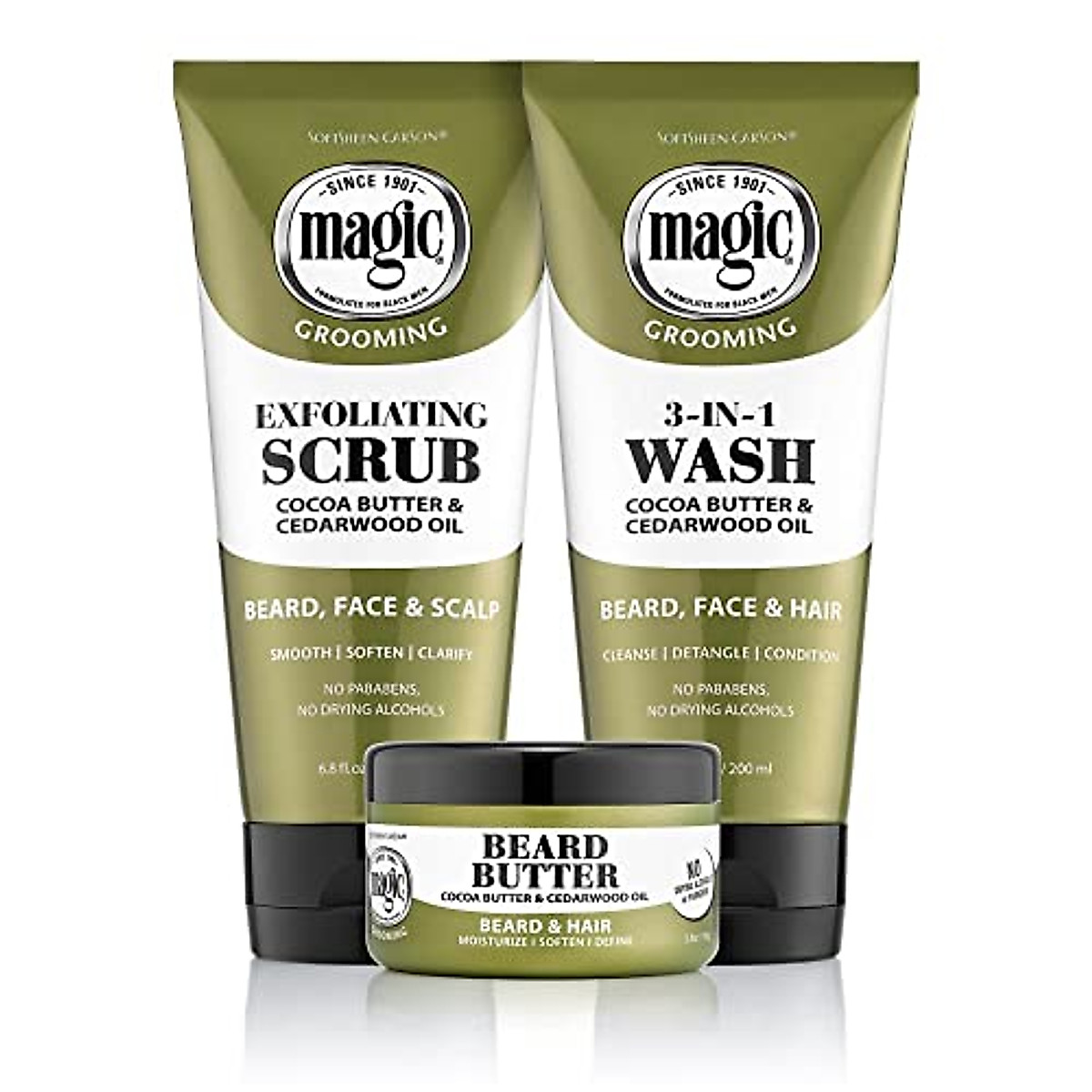 SoftSheen-Carson Magic Men's Grooming Conditioning Beard Butter With Cocoa Butter and Cedarwood Oil, Moisturizes, Softens and Define With No Drying Alcohol, 3.5 ounces