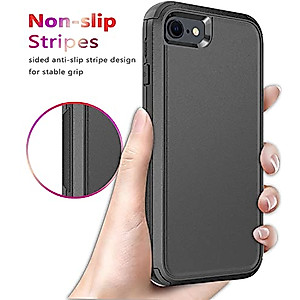 Diverbox Designed for iPhone SE case with Screen Protector Heavy Duty Shockproof Shock-Resistant Cases for Apple iPhone se Phone 2022/2020 Release - Black