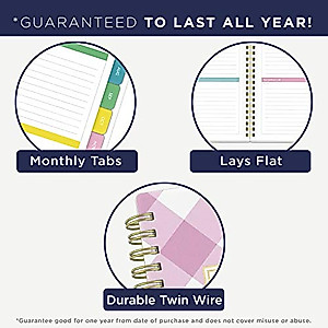 Academic Planner 2021-2022, Simplified by Emily Ley for AT-A-GLANCE Weekly & Monthly Planner, 8-1/2" x 11", Large, for School, Teacher, Student, Pink Gingham (EL62-905A)