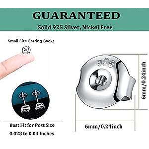 Catinee 16PCS 925 Sterling Silver Earring Backs,14k White Gold Plated Earring Backs for Studs,Hypoallergenic Secure Earring Backings for Locking Stud Earrings