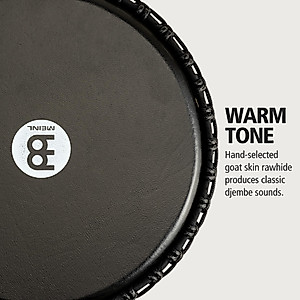 Meinl Percussion ADJ7-XL African Style Fire Rhythm Series Rope Tuned 13" Wood Djembe, Black