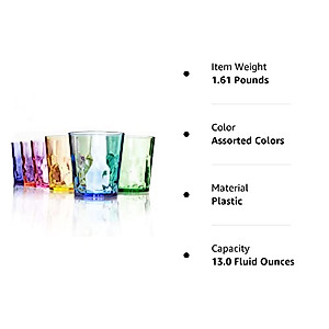 SCANDINOVIA - 13 oz Unbreakable Premium Drinking Glasses - Set of 6 - Tritan Plastic Tumbler Cups Reusable - Perfect for Gifts - BPA Free - Dishwasher Safe - Stackable