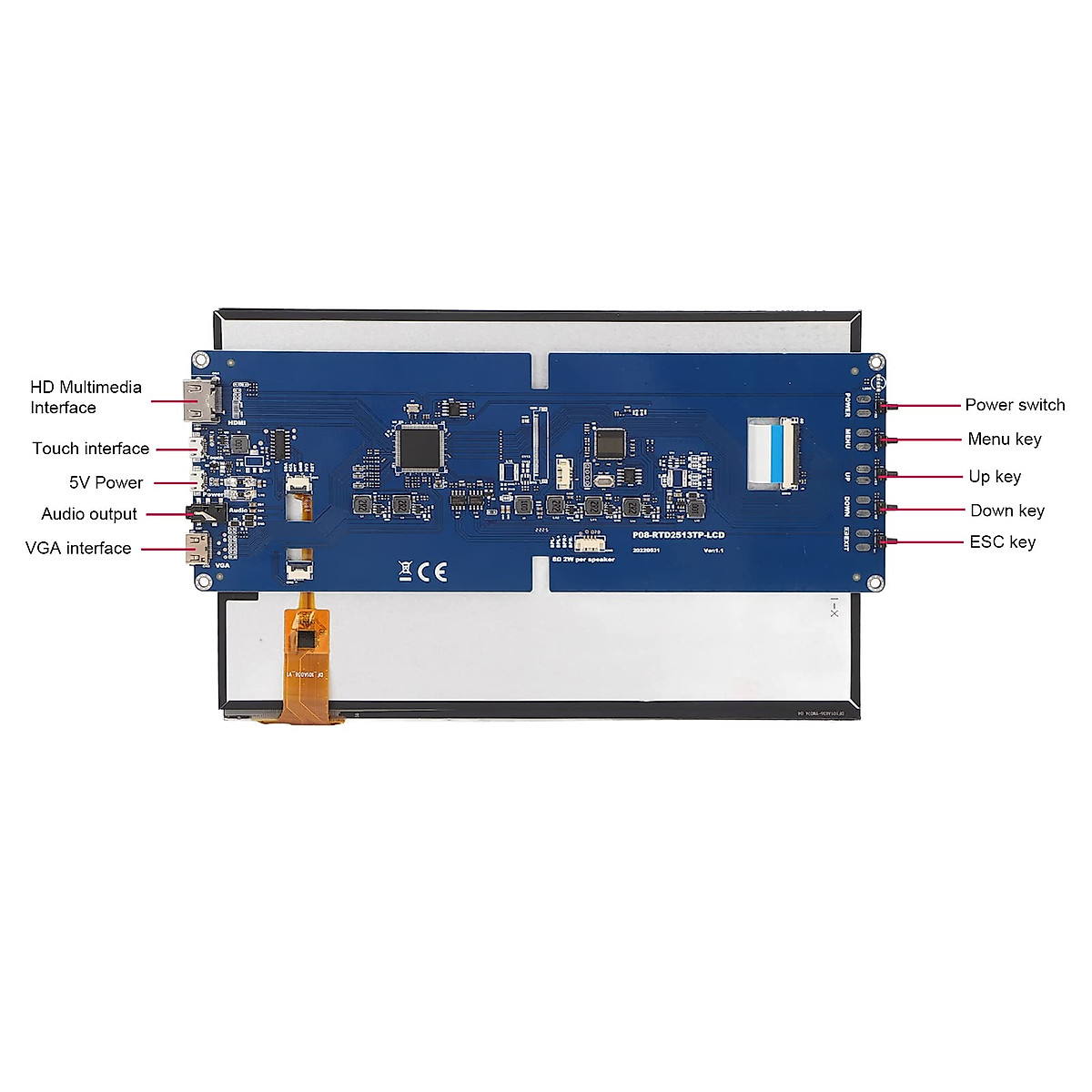EBTOOLS HDMI Monitor, 10.1 Inch IPS Touch Screen, 1280x800, 178 Degrees Visible, HD VGA Audio Output, Glass Material, Touch Monitor for RasPi for Ubuntu Computer