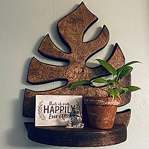 COUNTOOZQ Wooden Floating Shelves Leaf Shape Wood Wall Storage Shelves Wall Shelf for Wall Living Room Bedroom Organizer Kitchen Home Decorative Storage