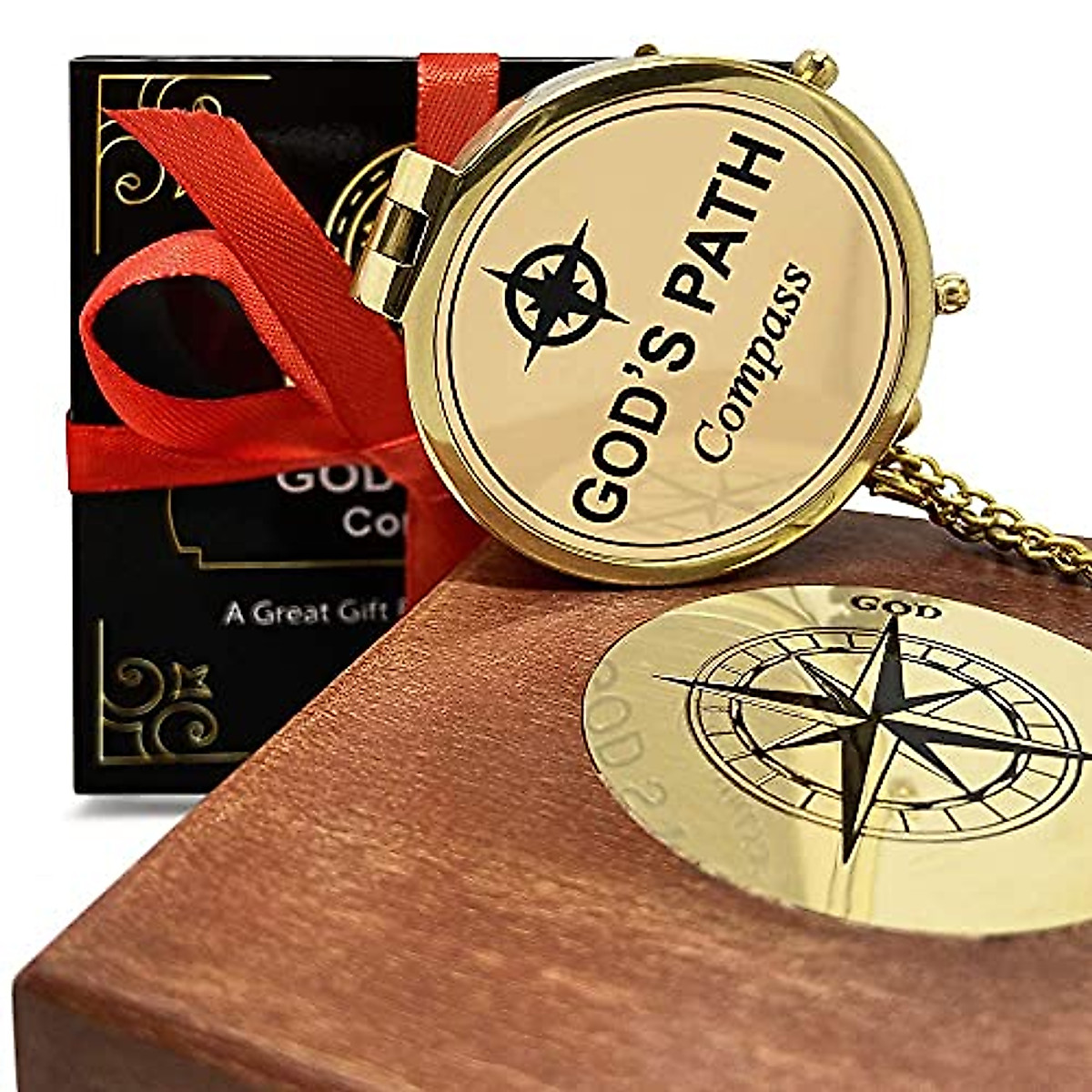 God's Path Compass - Religious Gifts for Men, Baptism Gift for Teenage Boys, Christian, Catholic, Communion, Confirmation, Graduation, Sentimental & Inspirational Present - Greeting Card Included