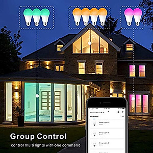Smart WiFi Bulb,Smartlife APP,LED RGB Color Changing, 2700K-6500K, No Hub Required, A19 E26 Tuya 10W (100W Equivalent) LED Light Bulb,Pack of 2