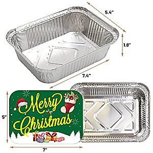WorldBazaar Christmas Aluminum Food Containers with Lids Christmas Leftover Containers with Lids 36 PCS Disposable Santa Goodie Sacks Containers Christmas Winter Party Favors
