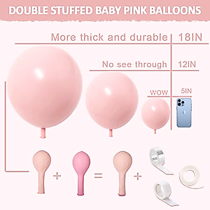 Pink Balloons Double Stuffed Pink Balloon Garland Light Pink Balloons Different Sizes 18/12/5 Inch Pastel Pink Balloon Arch Kit For Birthday Baby Shower Gender Reveal Bridal Party Decorations