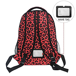 ALAZA Red Leopard Print Cheetah Backpack Purse with Multiple Pockets Name Card Personalized Travel Laptop School Book Bag, Size S/16 inch