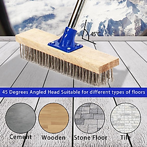 MEIBEI Deck Brush, Stainless Steel Wire with Long Handle 57", Perfect for Algae, Tough Stains on Concrete, Walkways, Patio and Swimming Pool