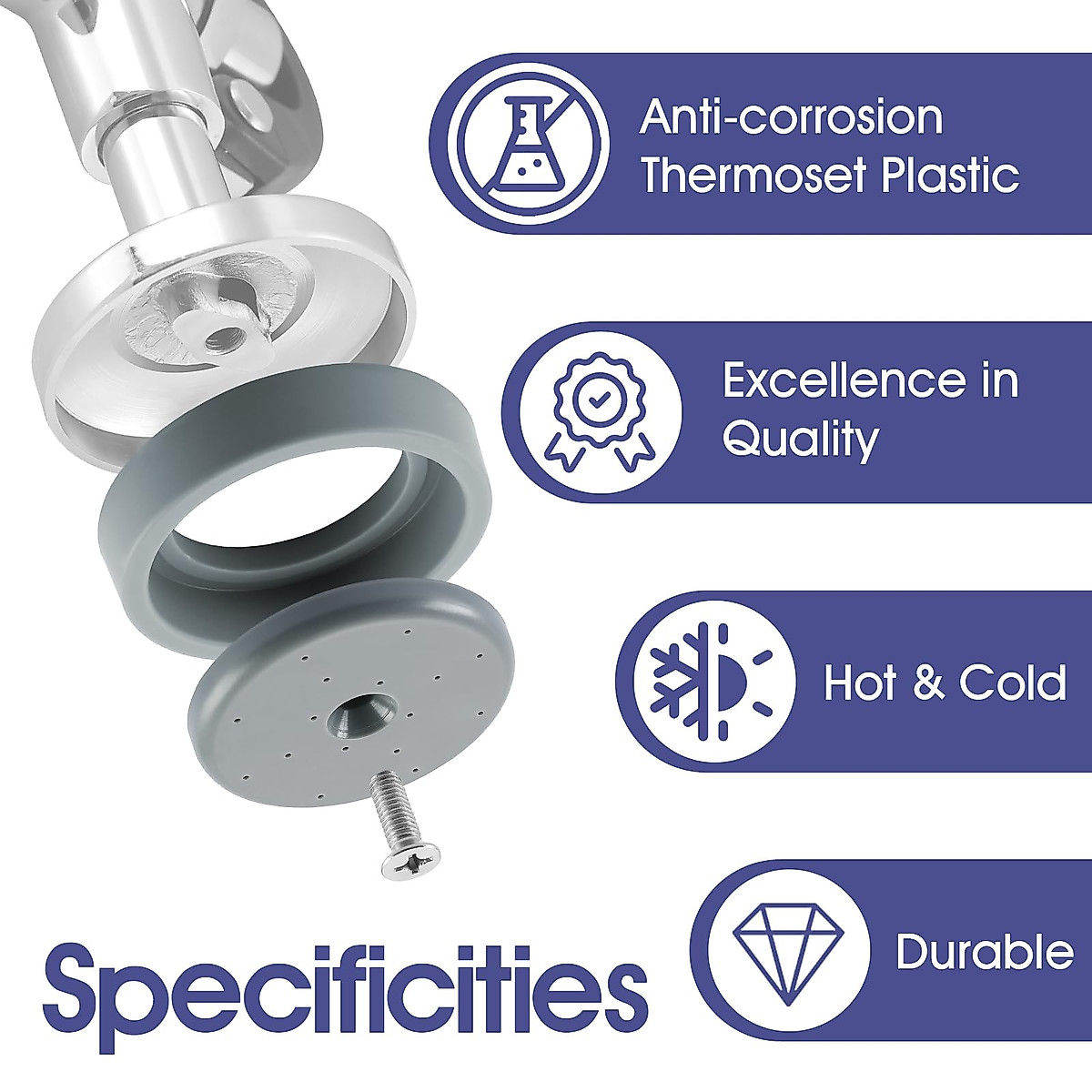 Gdyfdskin Pre-Rinse Spray Valve Repair Kit for Commercial Sink Sprayer Spray Face Bumper and Screw Replacement Part 1.42 GPM High-Pressure - Gray