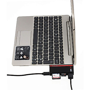 Navitech 2 in 1 Laptop/Tablet USB 3.0/2.0 HUB Adapter/Micro USB Input with SD/Micro SD Card Reader Compatible with ASUS Chromebook Flip C214 11.6"