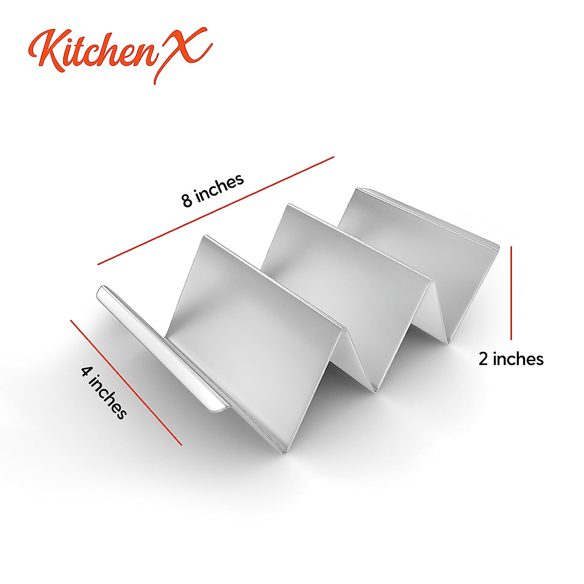 Metal Taco Holders Set of 4 - Heavy-Duty Taco Stands hold 3 Tacos - Use as a Taco Rack to fill Tacos with Ease - Safe for Dishwasher, Oven, and Grill - Taco Shell holder Size: 8" x 4" x 2"