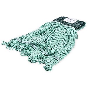 SPARTA Flo-Pac Cotton Mop Head, Loop-Ended, Wide Band with Green Band for Organized Cleaning, Medium, Green