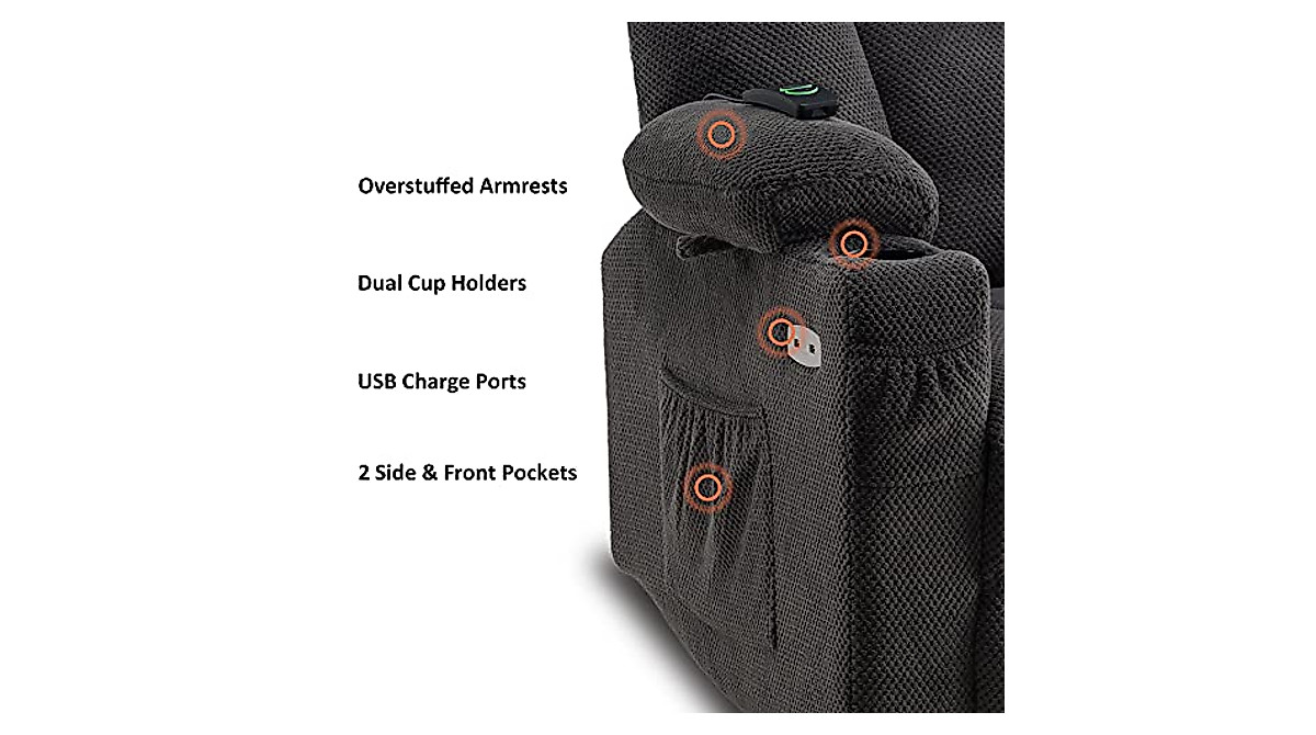 Comfortable MCombo Fabric Power Recliner with Heat & Massage