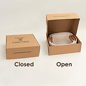 CHICVITA Black Woven Storage Basket, Toy Bin for Living Room, Decorative Rope Basket for Books, Towels, Maganizes, Rectangle Shelf Baskets, Gift Basket Set of 3