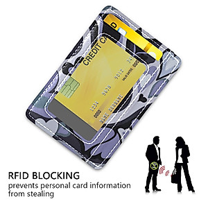 susiyo Slim Minimalist Wallets Rfid Blocking Card Wallets PU Leather Front Pocket Wallets for Men and Women (Purple Hearts)
