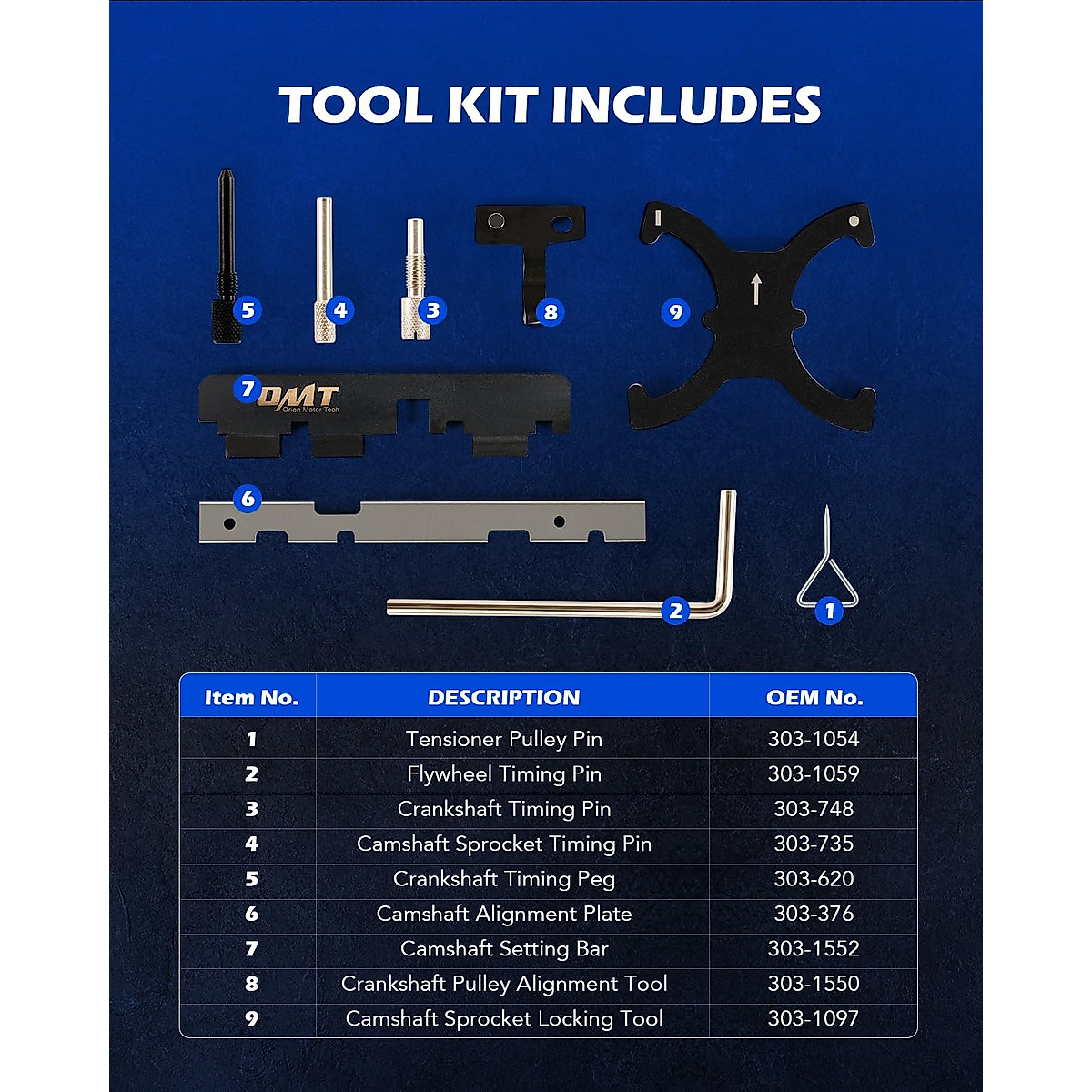 Orion Motor Tech Timing Tool Kit Compatible with Ford Focus Fiesta Mazada 1.5 1.6 VCT Ecoboost Engine, 303-1097 303-748 303-1550 303-1552 303-376