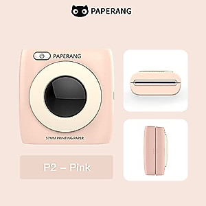TZH PAPERANG P2 Portable Printer, Mini Bluetooth Wireless Sticker Printer Thermal Printer Compatible with Android + iOS with 3 Rolls Sticker and 3Rolls Colorful Sticker 300 DPI (Pink) 80*80*40mm