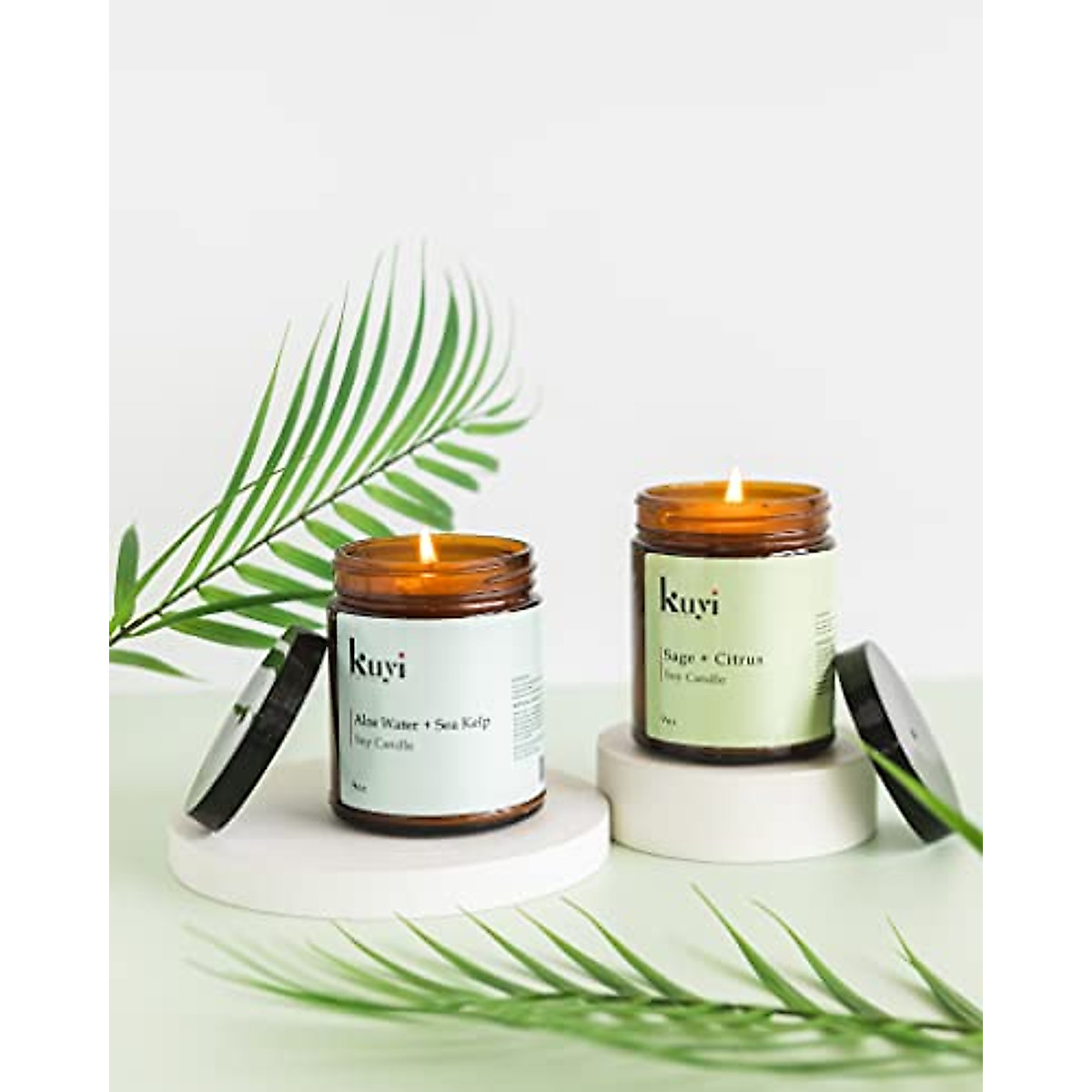 Kuyi Essentials Hand-Poured Premium Scented Aromatherapy Soy Candles for Home, Gifts for Women, 9oz Jar, 70 Hour + Burn Time (Sage & Citrus)