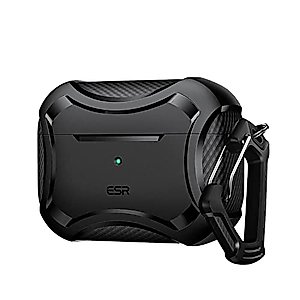 SaharaCase Cyber Armor Case for Apple AirPods Pro 2 (2nd Generation) [Rugged] Full Body Protection Antislip Grip Slim with Keychain - Black