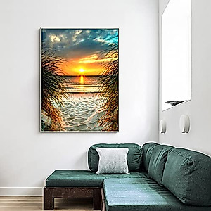 RUOPOTY Paint by Number for Adults Number Canvas Painting DIY Oil Painting Gift Kit Home Wall Living Room Bedroom Decoration (Orange Beach) 99921