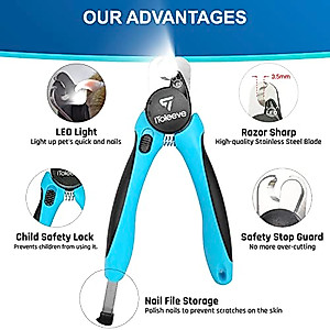 iToleeve LED Dog Nail Clipper with Light, Illuminates Cat & Dog Nails or Bloodline, Extra Sharp for Hard Claws, Dog Nail Trimmers with Quick Sensor and Safety Guard, Avoid Over-Cutting Toenail