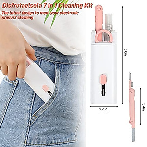 Laptop Screen Keyboard Earbud Cleaner Kit for Airpods，7-in-1 Electronic Cleaner Set - with Cleaning Pen Brush Spray for Phone iPad Computer Screen/Keyboard/Headphones/Bluetooth Earphones (Pink)