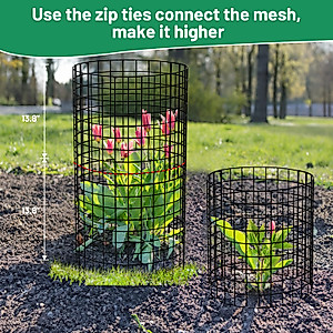 Keten 5 Pack Plant Protector from Animals, 15pcs Metal Mesh to Keep Animals Out, 13.7'' Dia x 13.7'' H Plant Cages, Garden Protection Bunny Barricades from Chicken Squirrels for Flowers & Vegetables