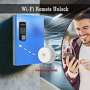 DiDiHere 32 Key Lock Box, Smart Key Cabinet Wall Mount, 4-Ways Unlocking, Key Organizer Security Storage, Key Safe Lockbox Holder for Valets, Hotels, Car, House Keys,, Blue