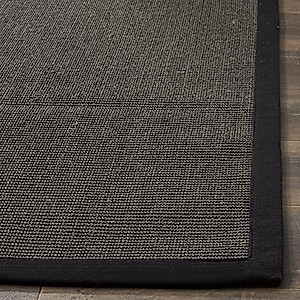 SAFAVIEH Natural Fiber Collection 2' x 6' Charcoal / Charcoal NF441D Border Sisal Runner Rug
