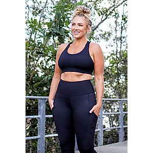 Hi Clasmix Plus Size Leggings for Women with Pockets 1X-4X-High Waisted Tummy Control Non See Through Super Soft Black Leggings Yoga Pants(2 Pack Black Pockets,XX-Large)
