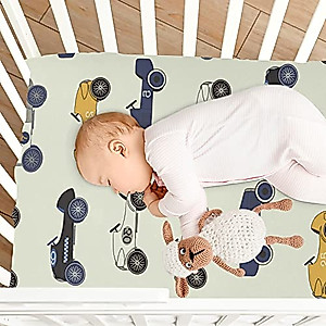 Race Cars Baby Crib Sheets Soft Toddler Bed Sheets Breathable Mattress Cover Baby Bed Sheets for Crib Mattress Unisex Newborn Boy, 39 * 27 * 5in