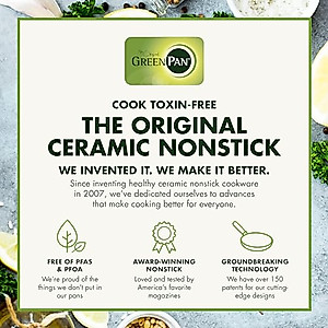 GreenPan Chatham Black Prime Midnight Hard Anodized Healthy Ceramic Nonstick, 12" Frying Pan Skillet with Lid, PFAS-Free, Dishwasher Safe, Oven Safe, Black