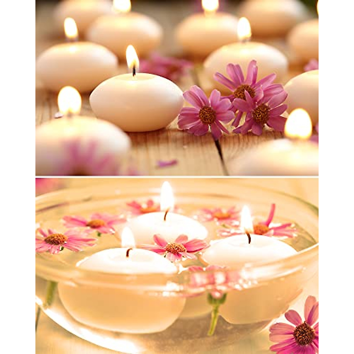 80 Pcs 1.73 Inch White Unscented Floating Candles, Dripless Tealight Candles Home Decorations, Cute and Elegant Burning Candles for Wedding Vases Centerpieces Party Accessories