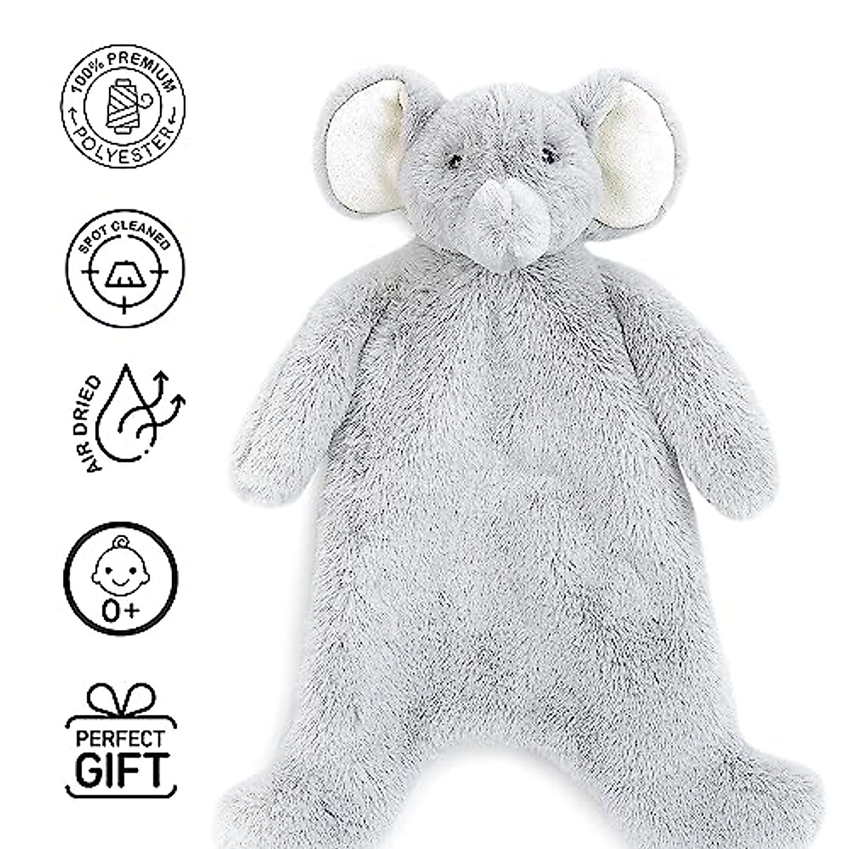 MON AMI Ozzy The Elephant Security Blankie – 15”, Handcrafted Premium Plush Blanket, Soft Cuddly Stuffed Animal Toy Gifts for Newborns, Babies/Toddlers & Pre-School Kids