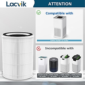 TPAP001 H13 True HEPA Replacement Filter, Only Compatible with TOPPIN TPAP001 Comfy Air C2 Air Purifier, 4-in-1 HEPA Air Filter, Part # TPFF001【Not Fit Kokofit KJ510B & TPAP002 TPAP004 TPAP005】