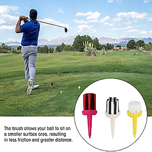 FINGER TEN Brush Golf Tees Type Plastic Unbreakable 2 inch 6 Pack Low Resistance More Distance Consistent Height Driver Training Tee Yellow for Men Women (6 Pack-2 inch)