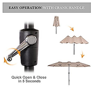 Sophia & William 7 Pieces Patio Dining Set with 13ft Umbrella for Outside, Metal Patio Table and Rattan Chairs Set with Cushion, Beige