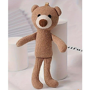 Squeaky Bear Dog Toys, Durable Plush Chew Cute Toy for Small or Medium Breeds, Set of 2, Bear Figures, Dog's Besties, Interactive Bear Animals, Promotes Dental Health and Hygiene (Brown and Beige)