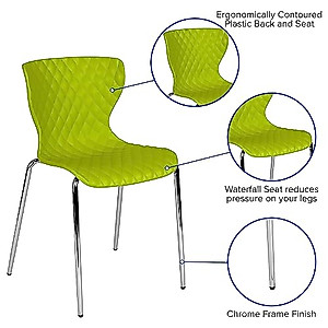 Flash Furniture 4 Pack Lowell Contemporary Design Citrus Green Plastic Stack Chair