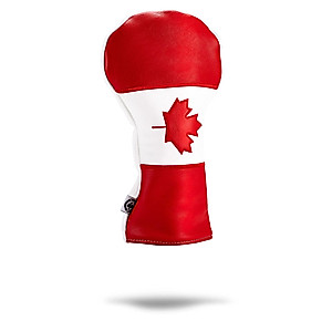 Pins & Aces Canada Head Cover - Premium, Hand-Made Leather, Headcover - Maple Leaf Styled, Tour Quality Golf Club Cover - Style and Customize Your Golf Bag (Driver)