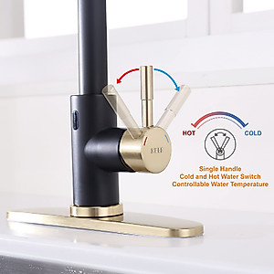 Touchless Kitchen Faucet with Pull Down Sprayer, Motion Sensor Kitchen Faucet with Kitchen Soap Dispenser, Single Handle High Arc Pull Out Faucet for Kitchen Sink RV Kitchen,Black and Polished Chrome