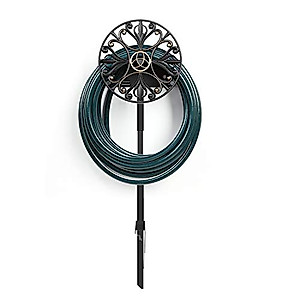 GOFORWILD Garden Hose Holder, Decorative Hose Butler Sturdy Water Hose Rack, Durable Wall Hose Hanger, Holds 125-Feet of 5/8-Inch Hose, Hose Reel, Made of Stainless Cast Aluminum, 7008