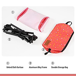 G2 GO2GETHER Star-Moon Printing Lightweight Camping Folding Chair for Youth, 600D Oxford Fabric, Durable Aluminum Alloy Frame, Easy to Storage and Carry, Suit for Camping, Hiking, Go to Beach (Pink)